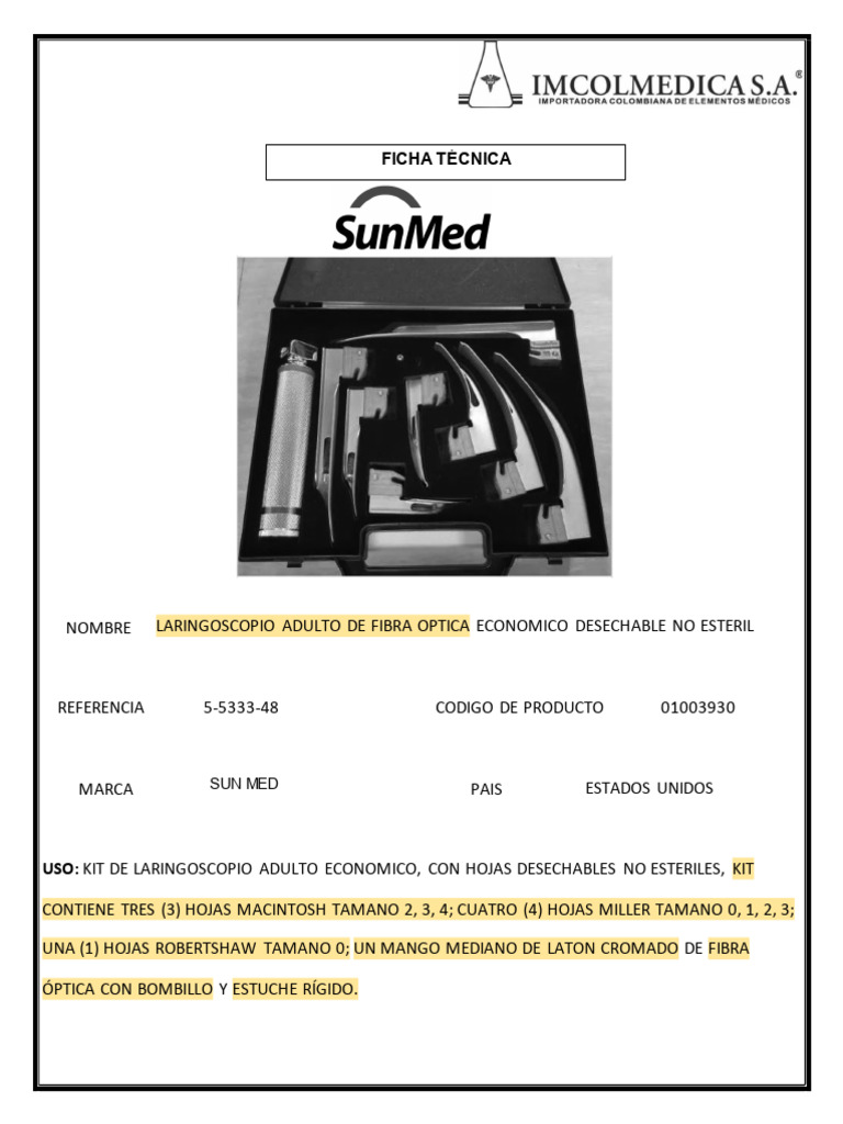 Laringoscopio Sumed 5-5333-48 | PDF
