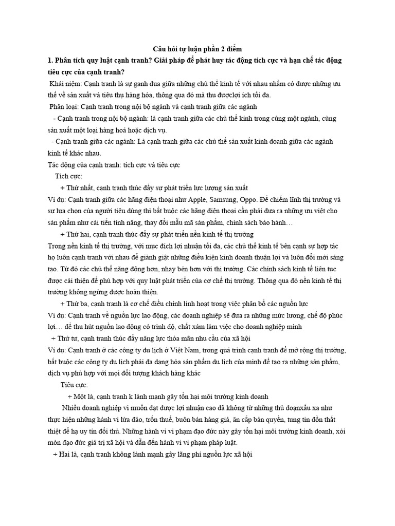 Tự Luận KTCT | PDF