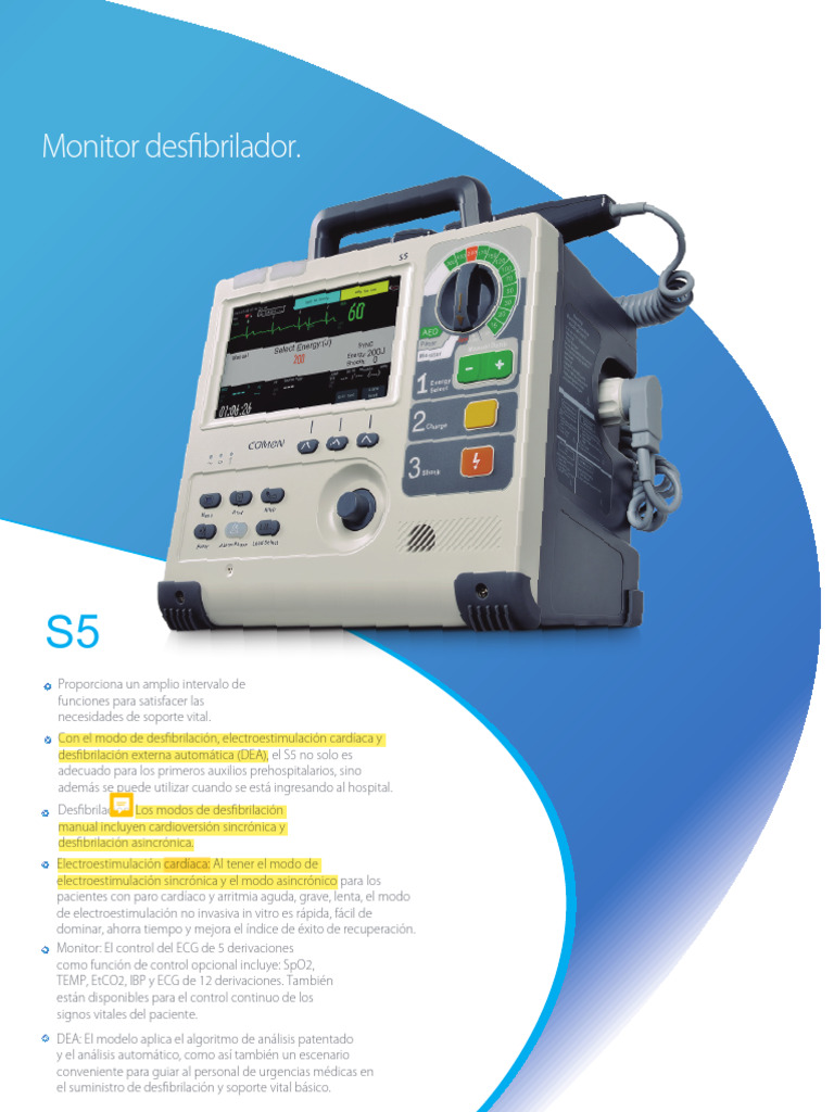 Desfibrilador Comen S5 | PDF | Electrocardiografia | Electrofisiología cardíaca