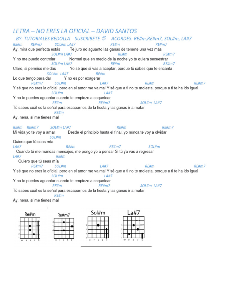 Letra y acordes: No eres la oficial | PDF