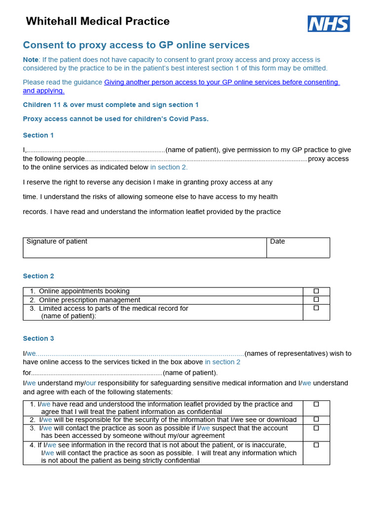 Proxy Access Form Word | PDF | Identity Document