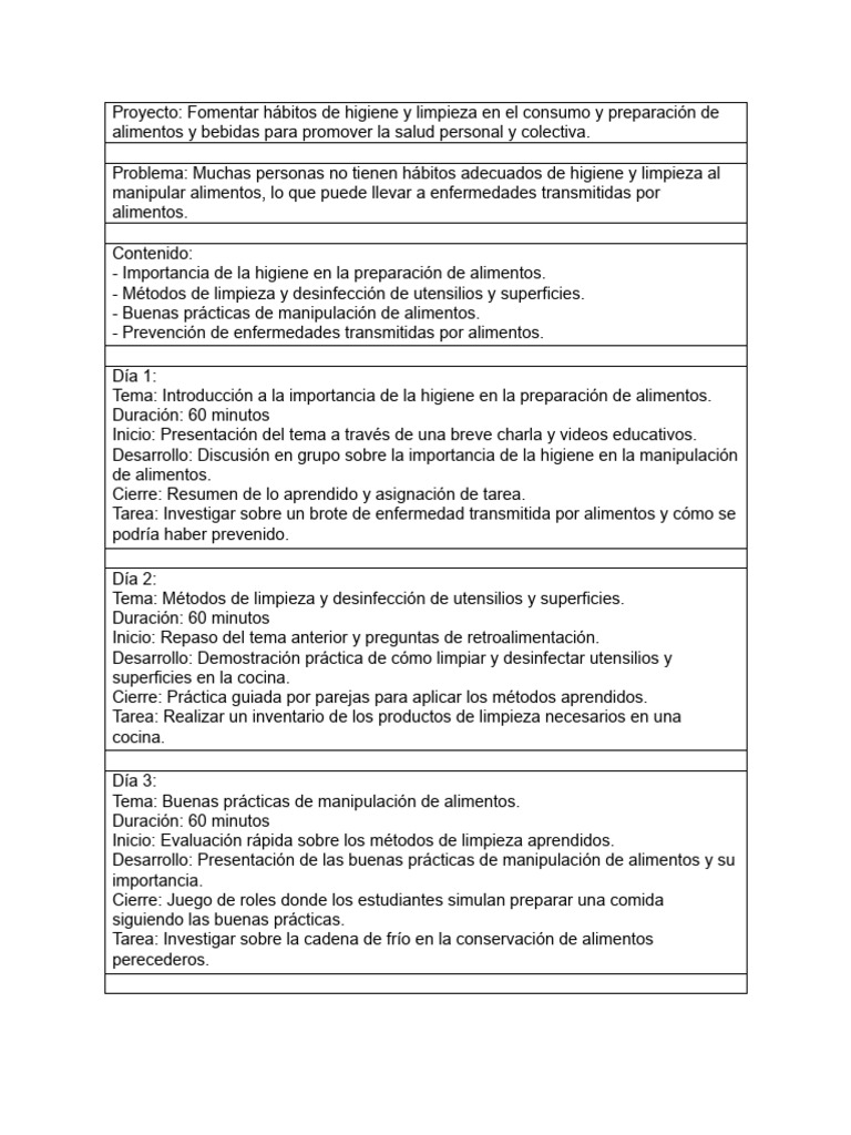 FHC Primero Preescolar Semana 38 | PDF | Higiene | Alimentos