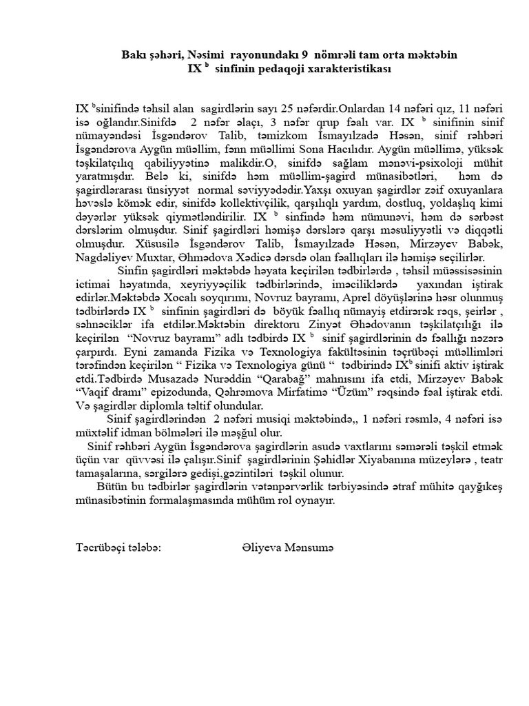 Psixoloji Xarakteristika | PDF