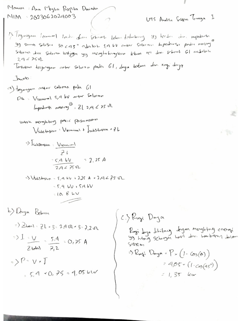 Ana M. P Dwinda UTS Analisa Sistem Tenaga 1 | PDF