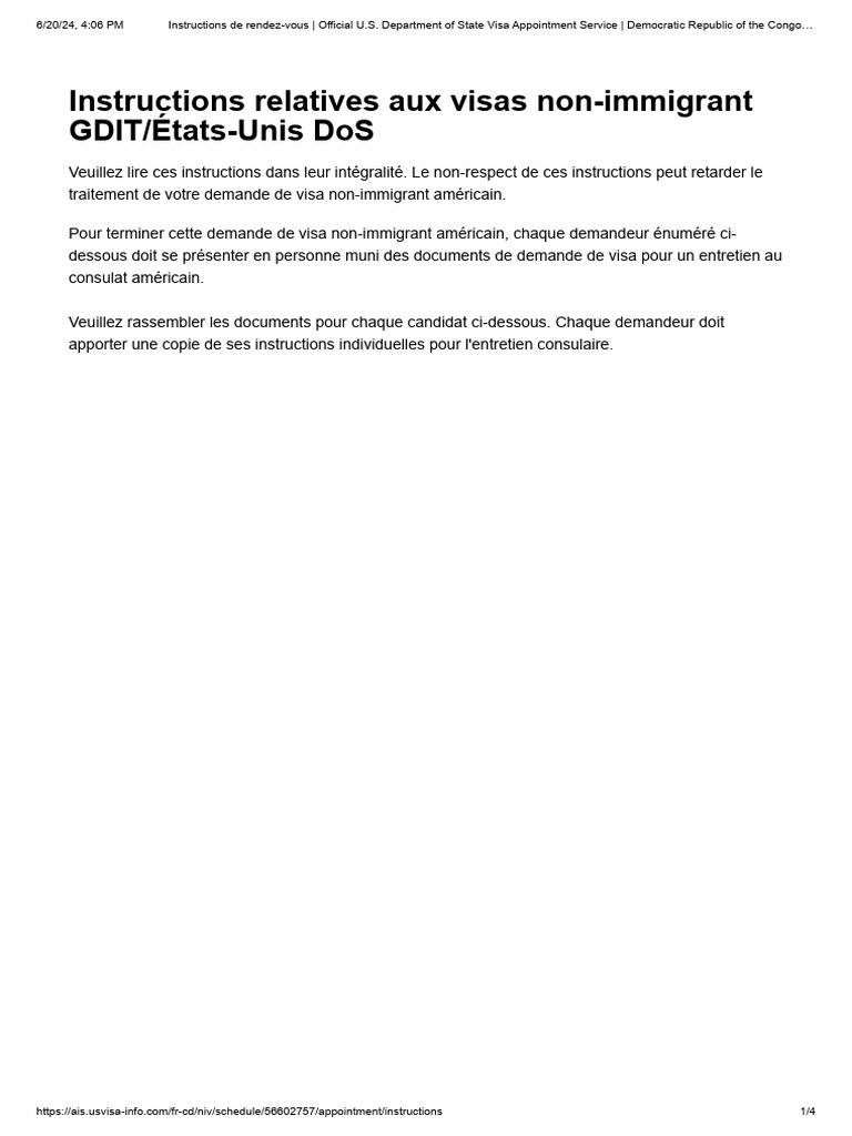Prendre rendez-vous visa USA Kinshasa | PDF | Visa (Document) | Passeport