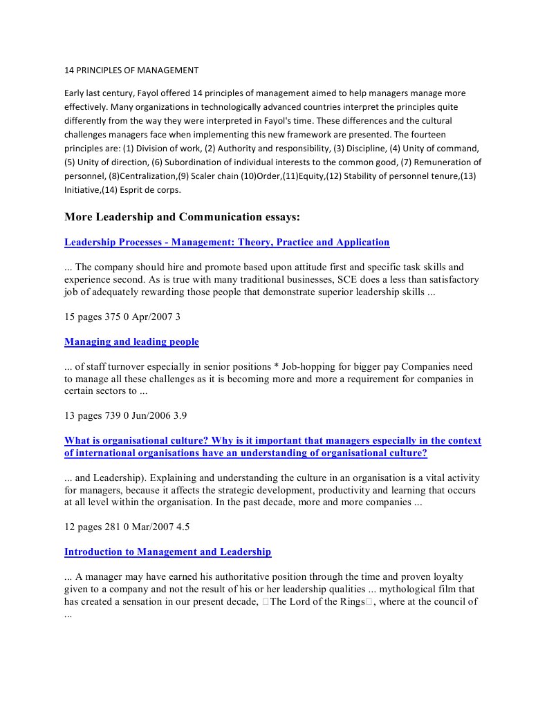 14 Principles of Management | PDF | Organizational Culture | Leadership