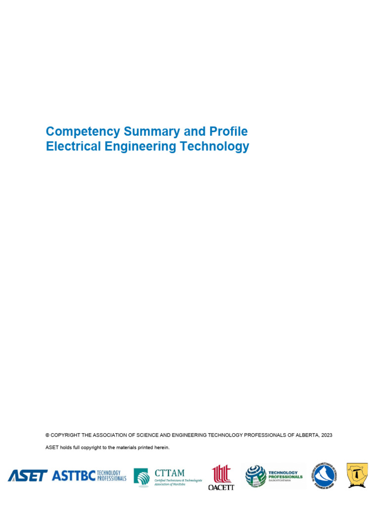 Competency Summary Electrical Engineering Technology | PDF | Specification (Technical Standard ...