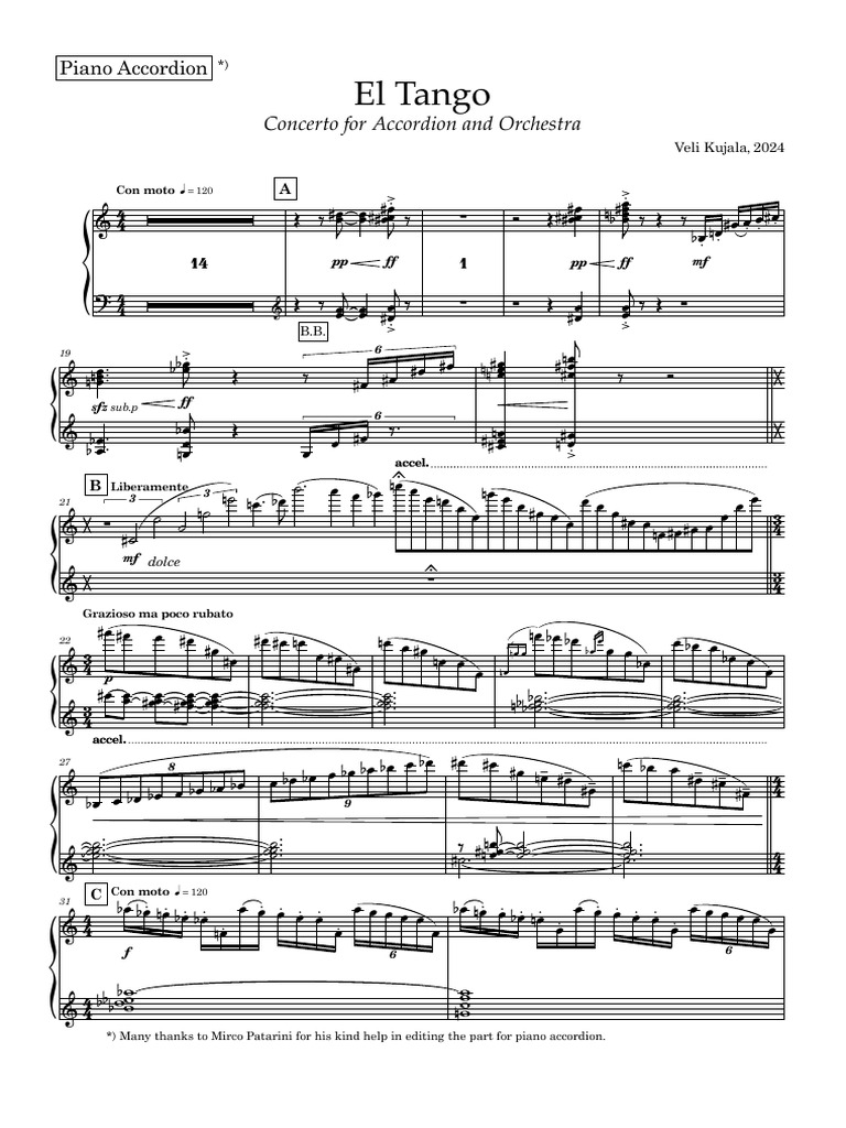 El Tango - Piano Accordion | PDF | Concerto | Musical Compositions