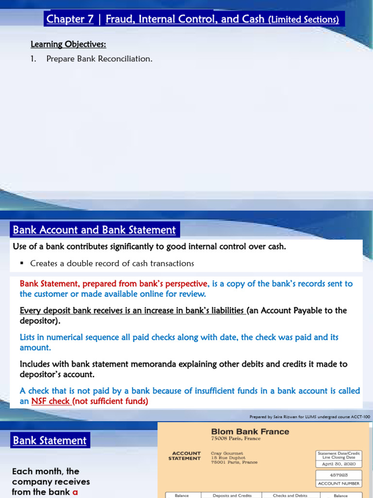 Chap 7_Bank Reconciliation | PDF | Cheque | Banks