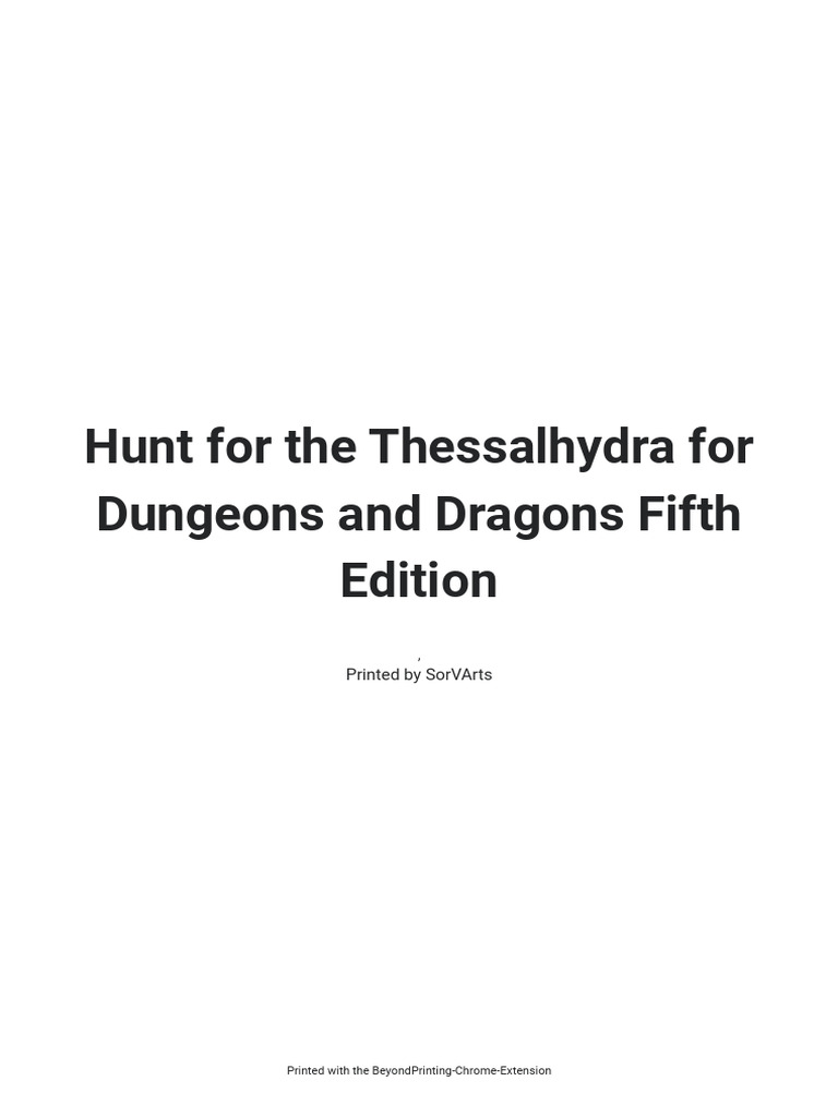 Hunt For The Thessalhydra | PDF | Dungeons & Dragons