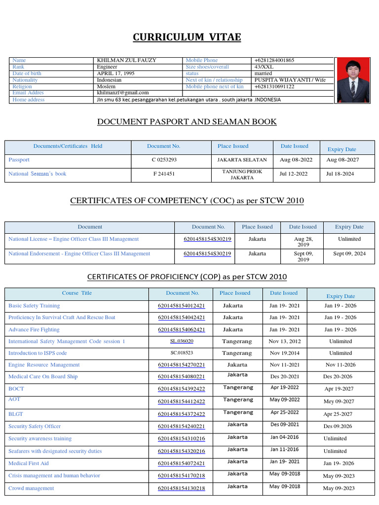 CV Khilman - Att III Ml-1 (6685) | PDF | Freight Transport | Merchant Navy