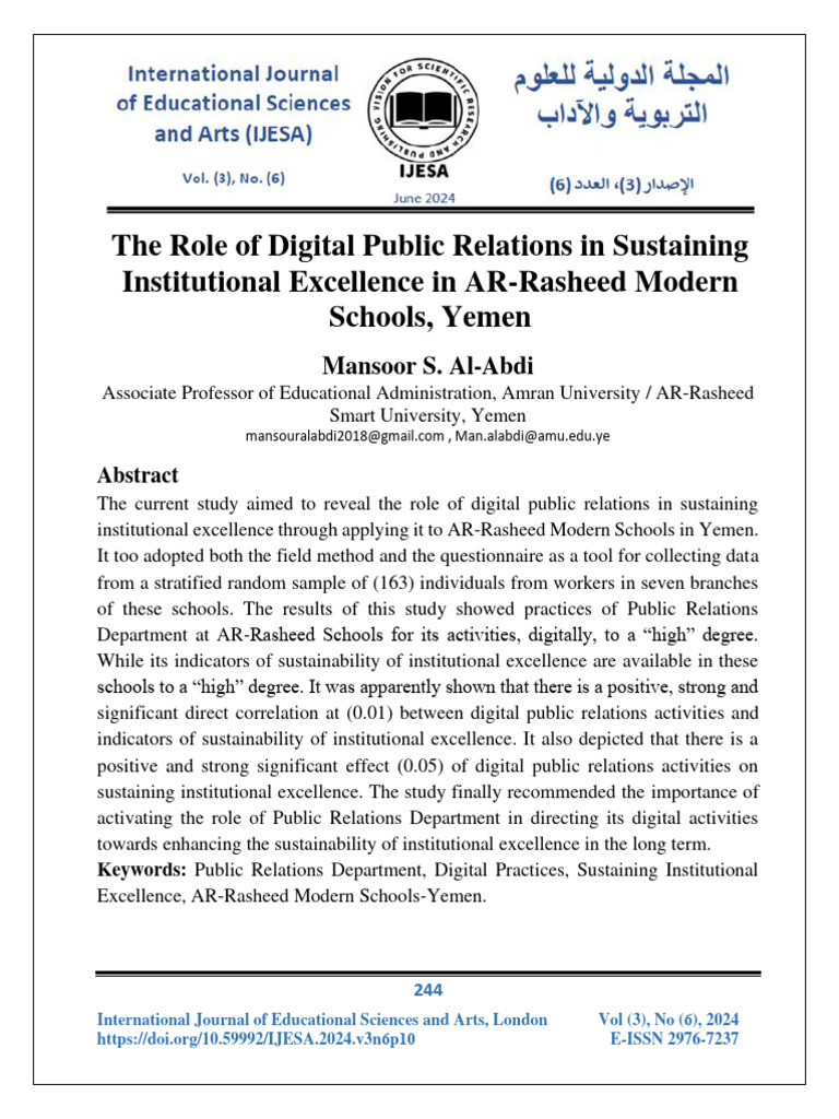 11-IJESA Vol 3 - No 6-June 2024 - Paper10-Prof. Mansour | PDF | Public ...
