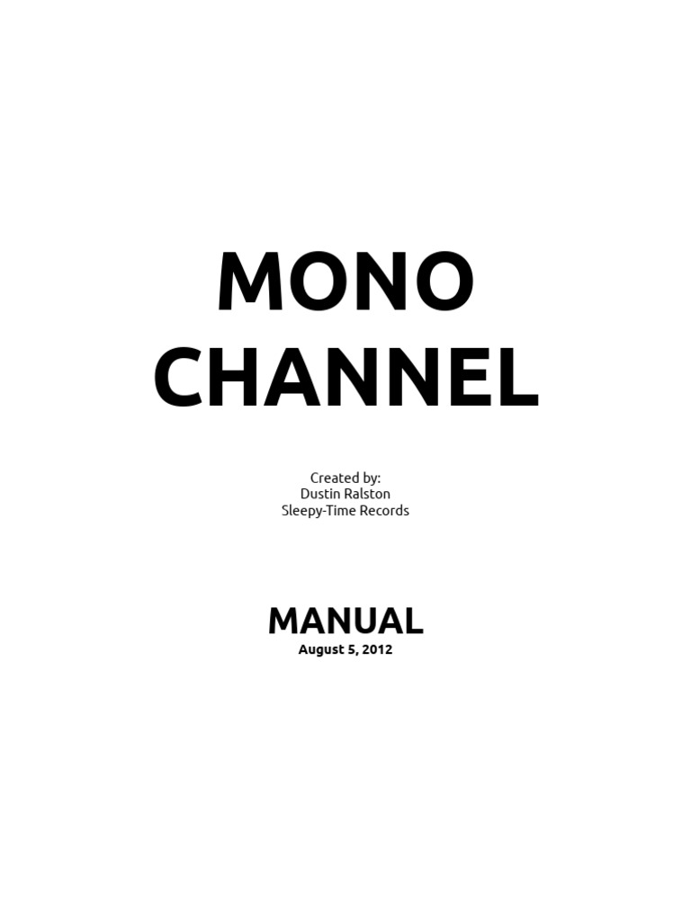 MonoChannel Manual | PDF | Sound Technology | Audio Engineering