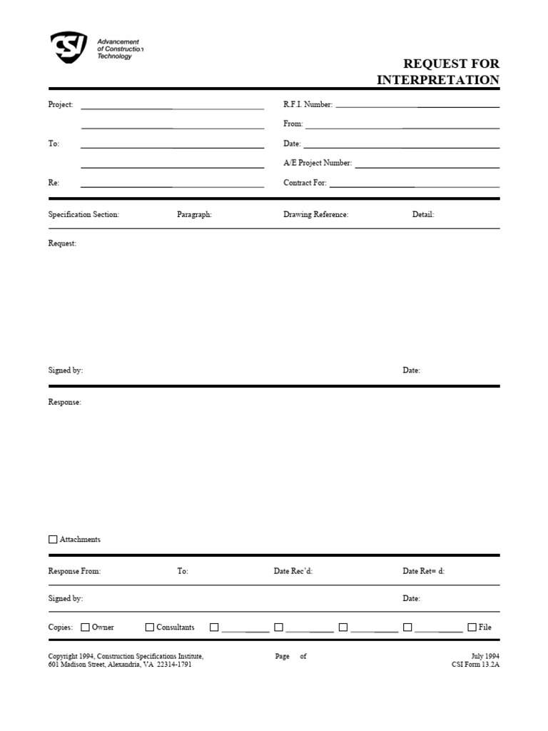CSI Request for Interpretation Form | PDF