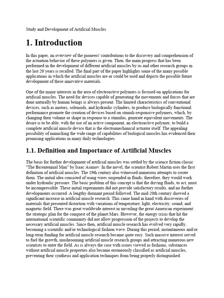 Study and Development of Artificial Muscles | PDF | Actuator | Skeletal ...