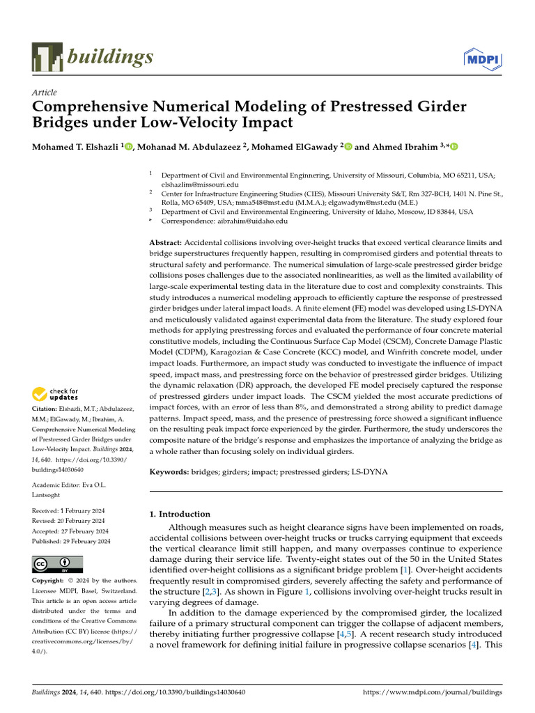 Comprehensive Numerical Modeling of Prestressed Girder Bridges Under ...