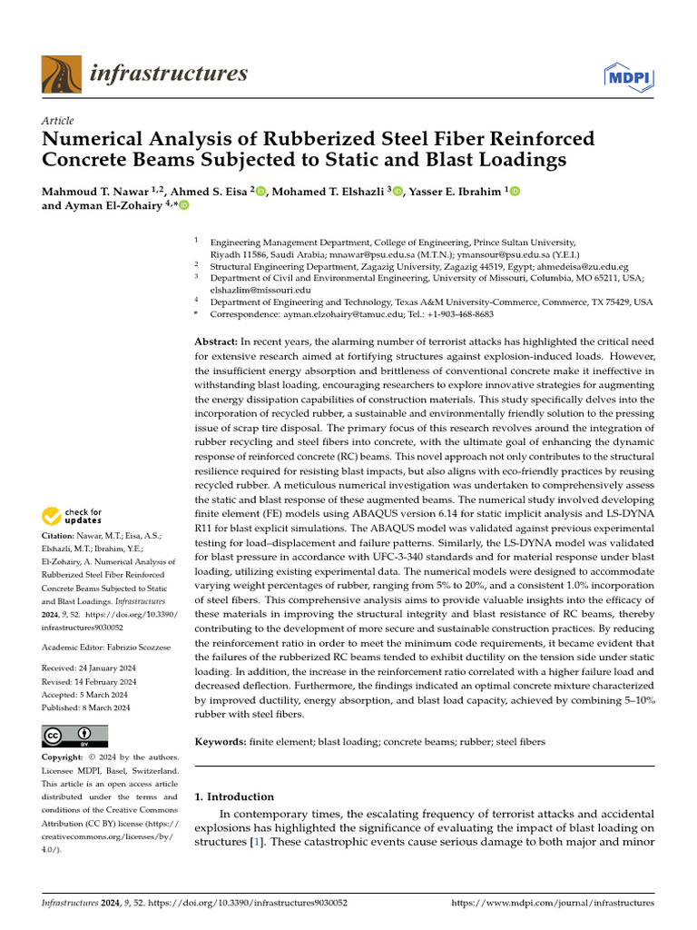Numerical Analysis of Rubberized Steel Fiber Reinforced Concrete Beams Subjected To Static and ...
