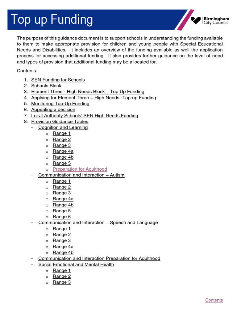 SEN Funding Guidance for Schools | PDF | Curriculum | Teachers