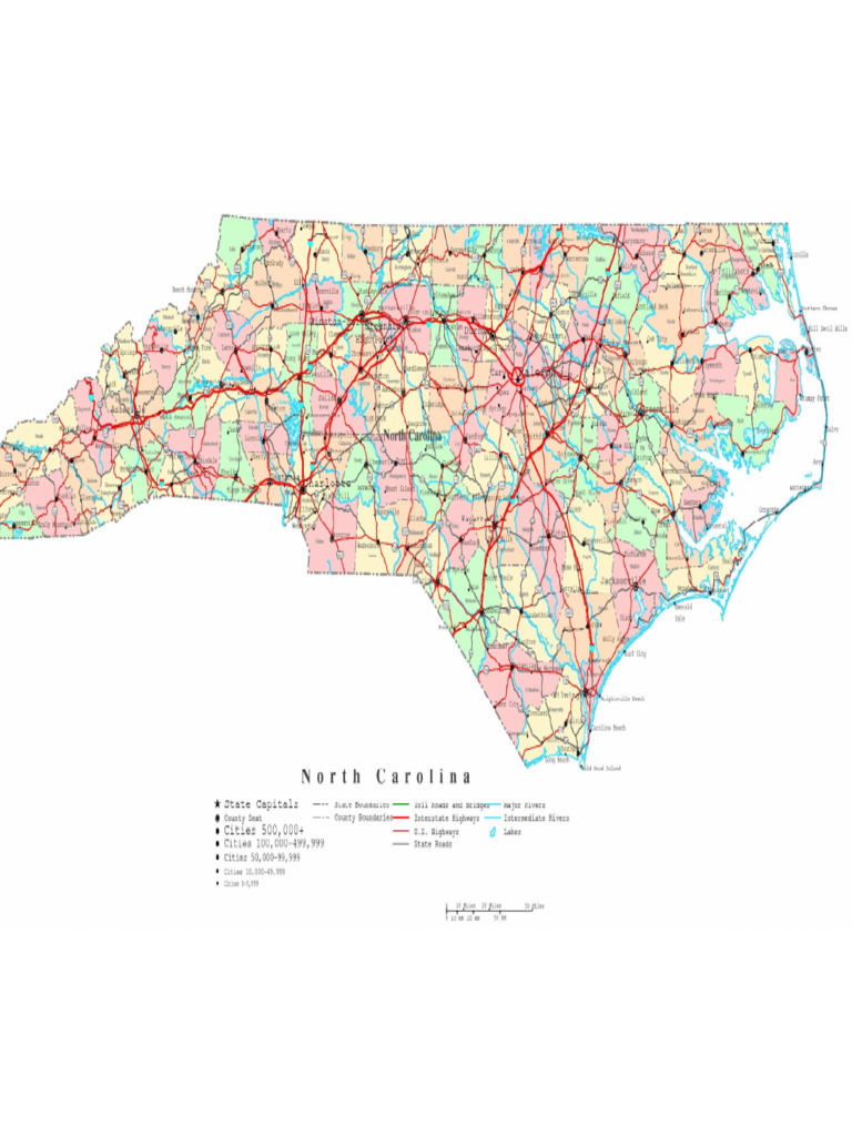 Printable Map North Carolina | PDF