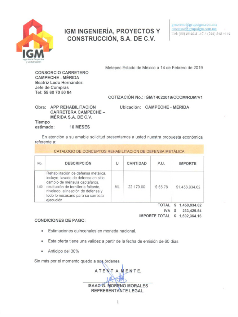 Ppto. Defensa Metalica | PDF