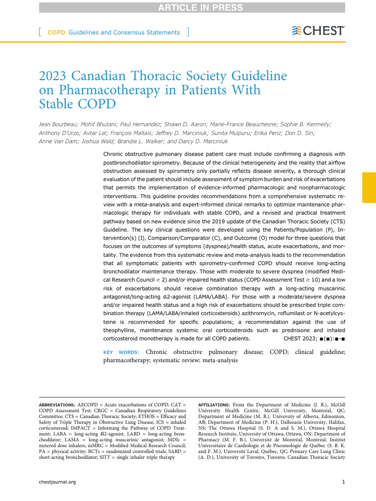 2023 Canadian Thoracic Society Guideline | PDF | Chronic Obstructive ...