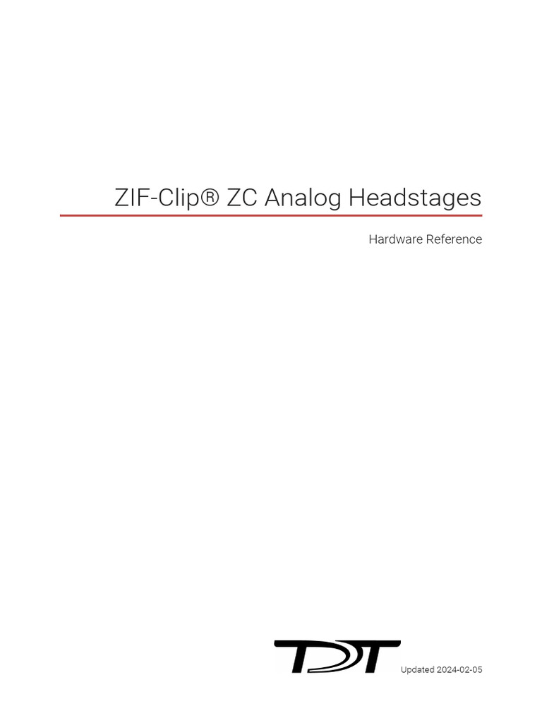 ZIF-Clip® ZC Analog Headstages Hardware Reference | PDF | Computer ...