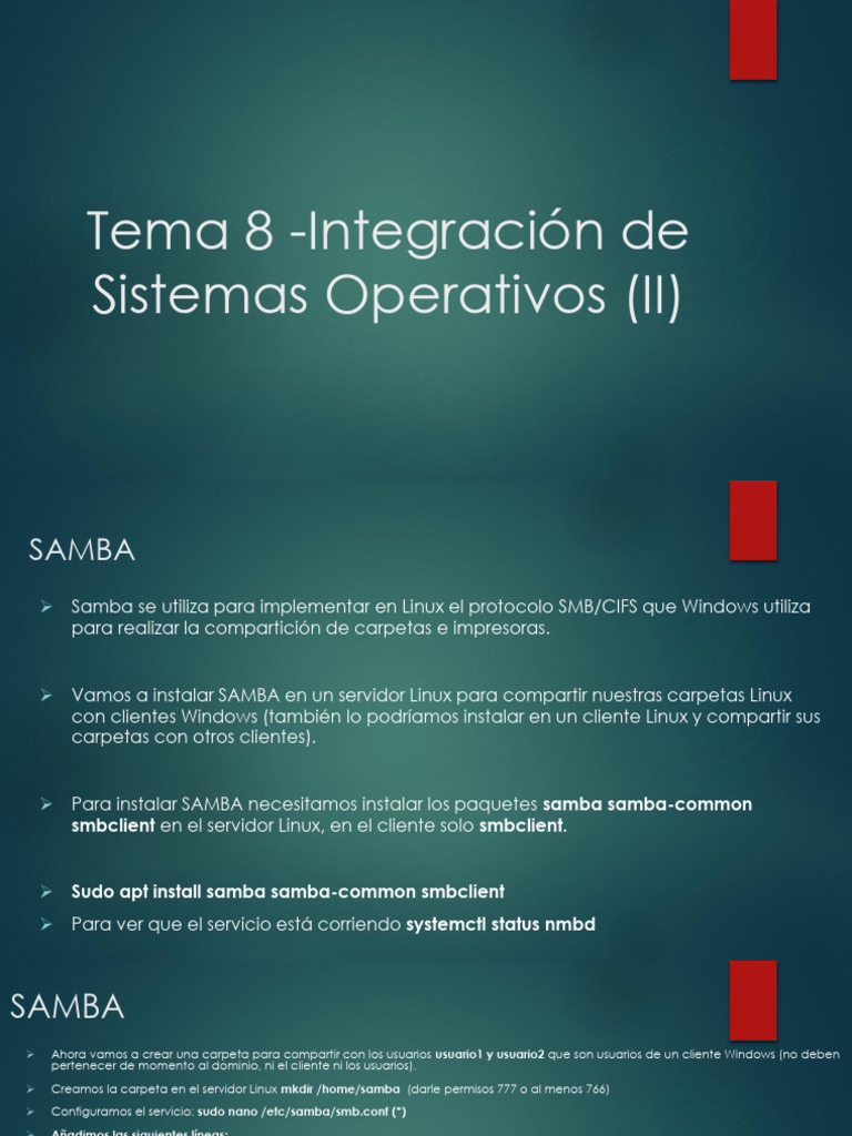 Guía de Integración SAMBA y NFS | PDF | Archivo de computadora ...