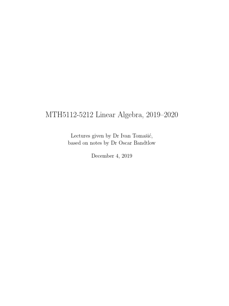 Linear Algebra Notes | PDF | Matrix (Mathematics) | Linear Map