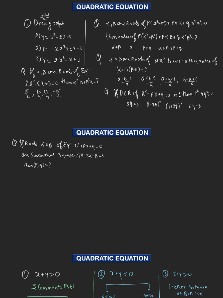 Quadratic Equation - L-08 (Class Notes) | PDF