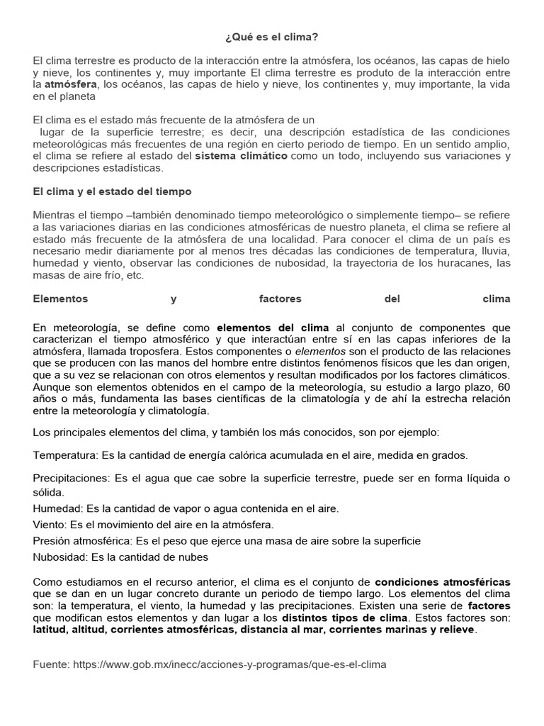 ¿Qué Es El Clima? | PDF | Clima | Clima