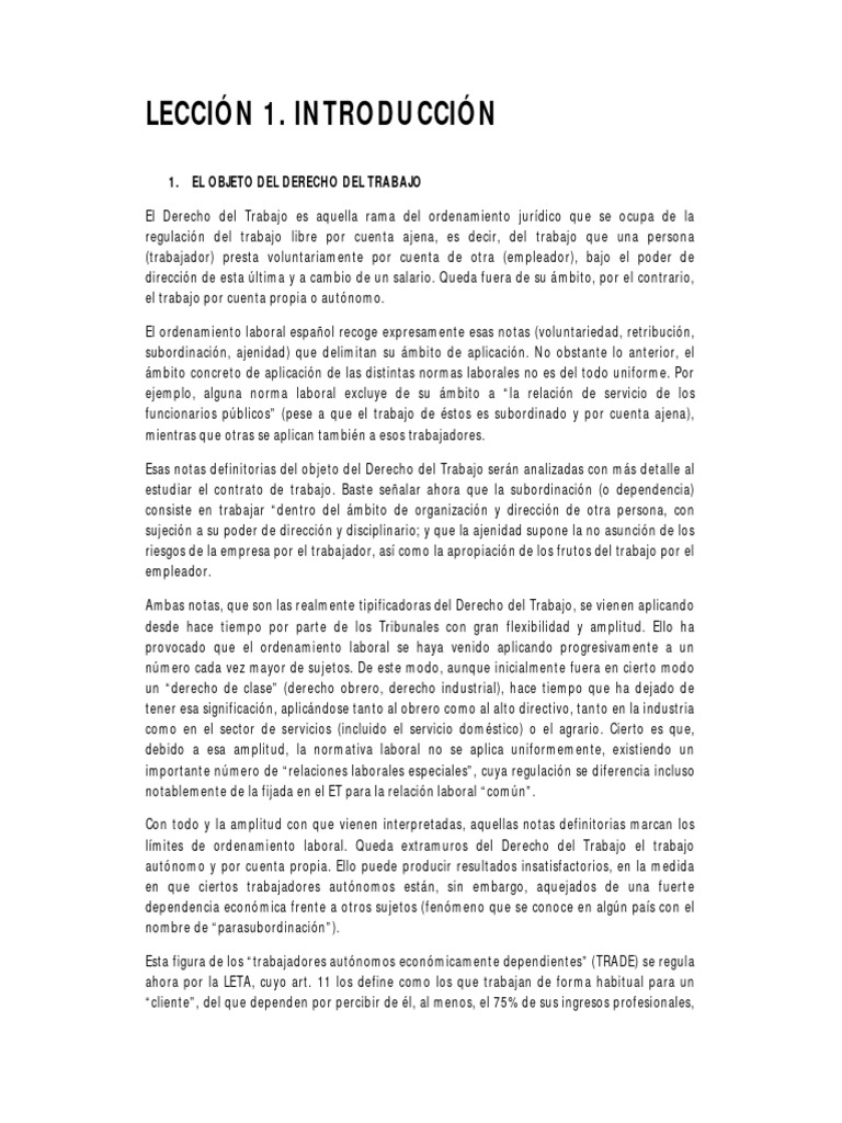 Lección 1 | PDF | Derecho laboral | Sindicato