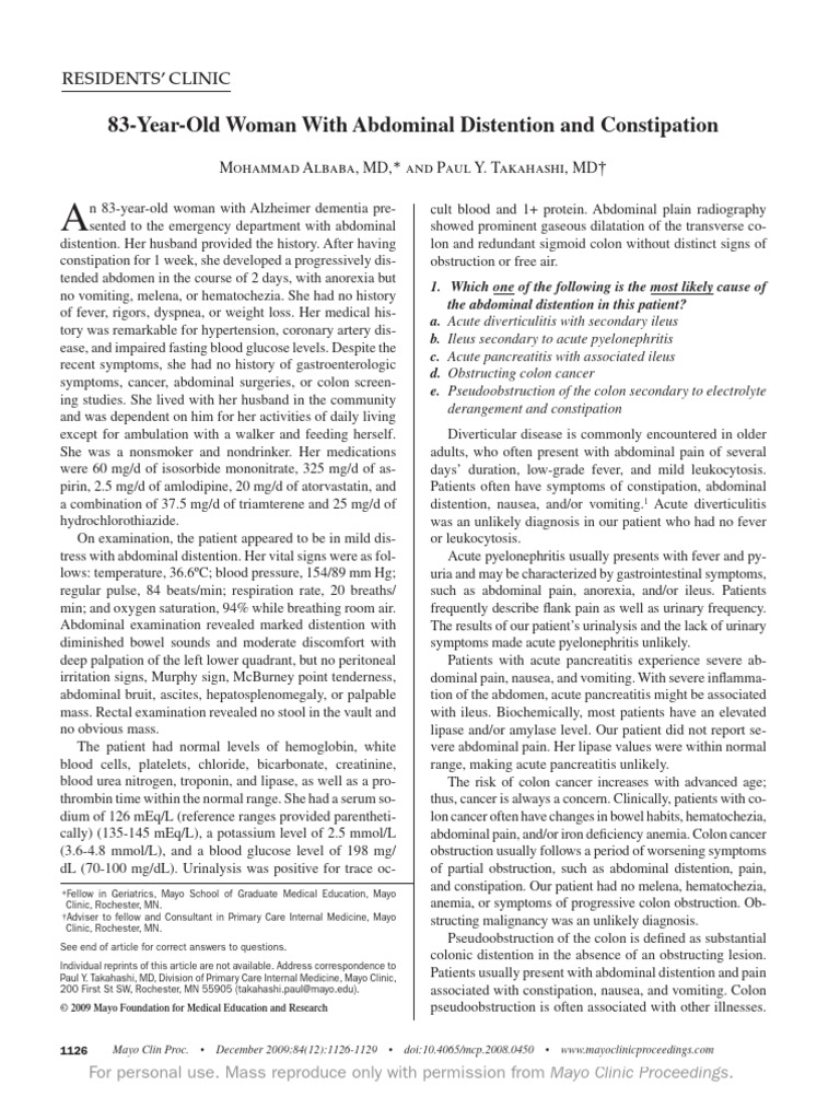 83-Year-Old Woman With Abdominal Distention and Constipation | PDF ...