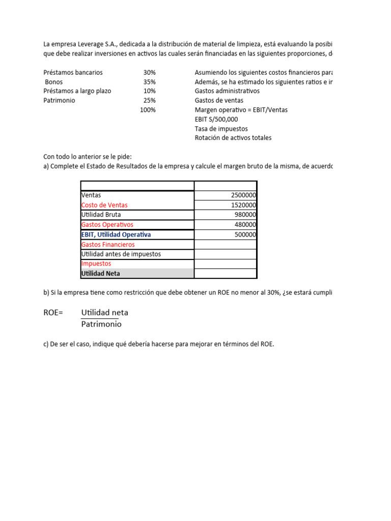 Análisis Financiero y Estrategias de ROE | PDF | Presupuesto | Estado de resultados