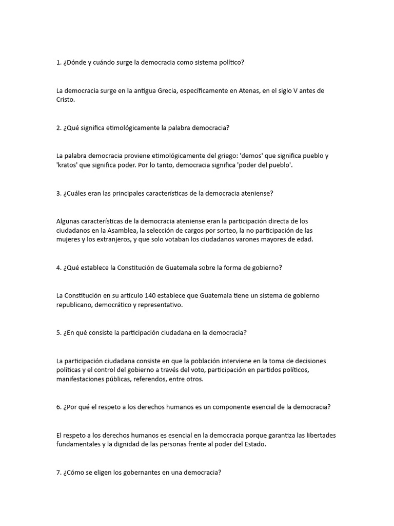 Preguntas Expo Democracia | Descargar gratis PDF | Democracia | Ideologías políticas