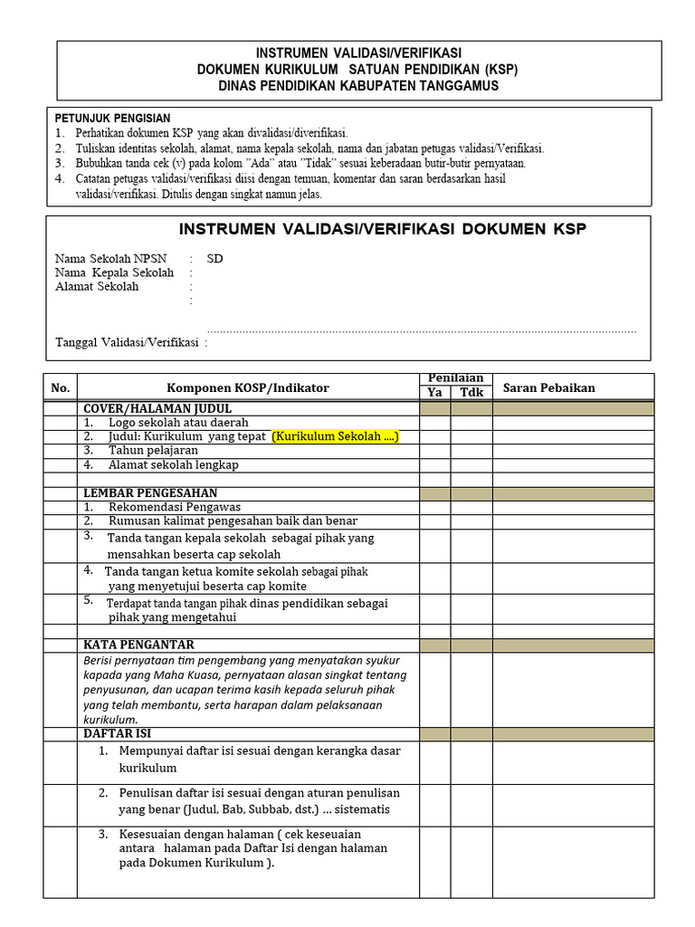 INSTRUMEN Validasi KSP - FIX | PDF