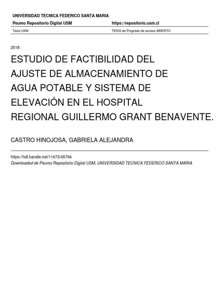 estudio agua potable hospital | Descargar gratis PDF | Agua | Hospital