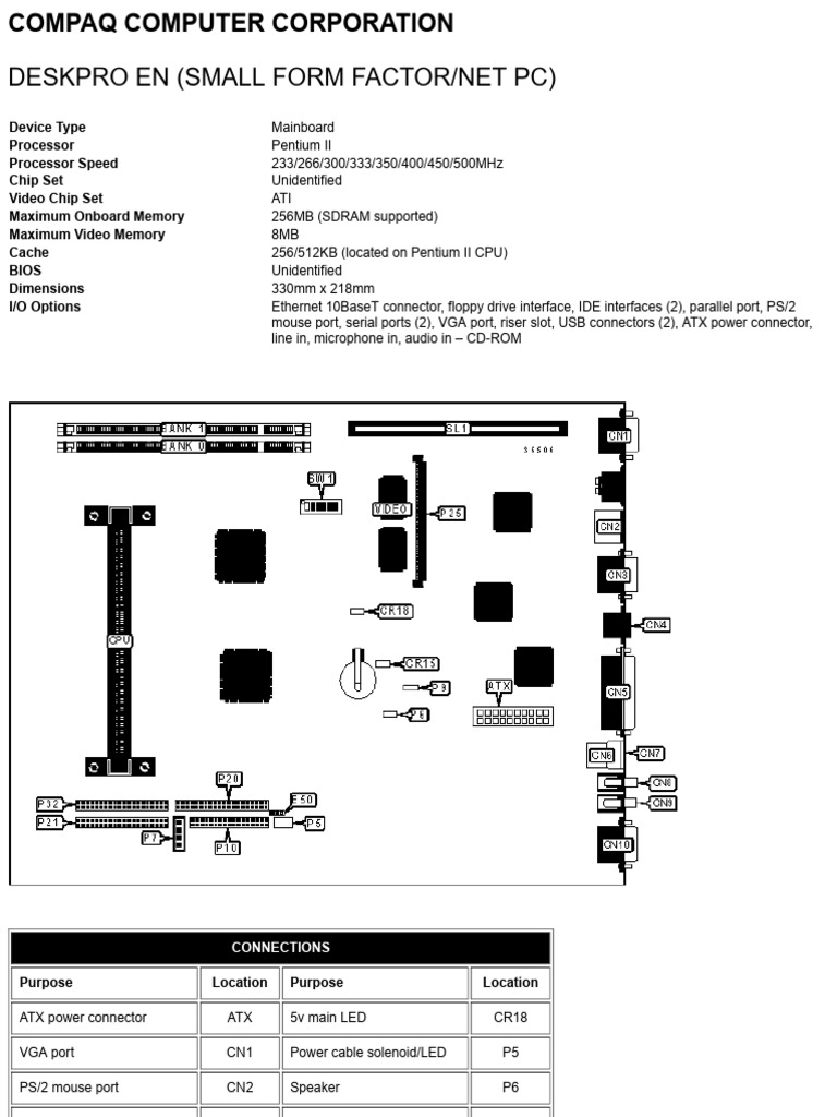 Compaq Deskpro EN Specs & Settings | PDF | Usb | Microcomputers