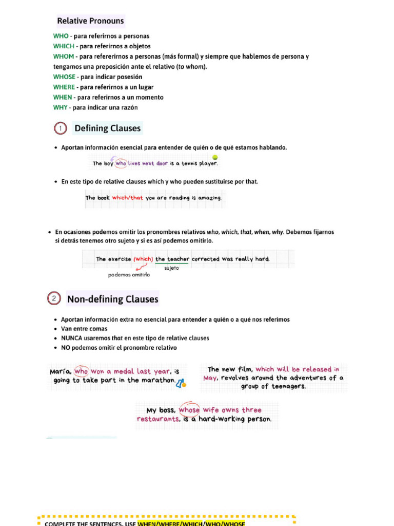 Answer Key - Relative Pronouns | PDF