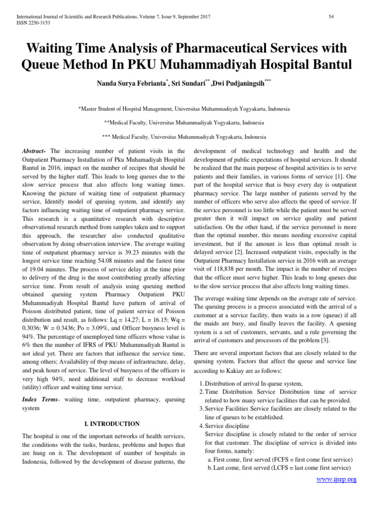 Waiting Time Analysis Jurnal | PDF | Health Care