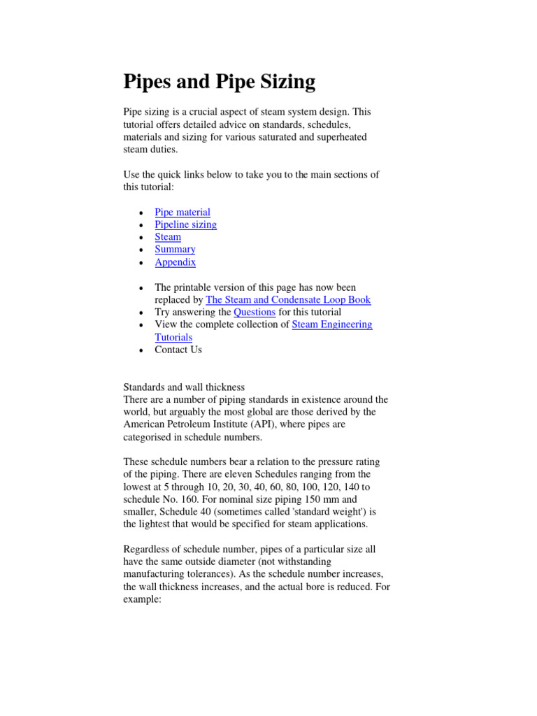 Steam Pipe Sizing Guide | PDF | Reynolds Number | Fluid Mechanics