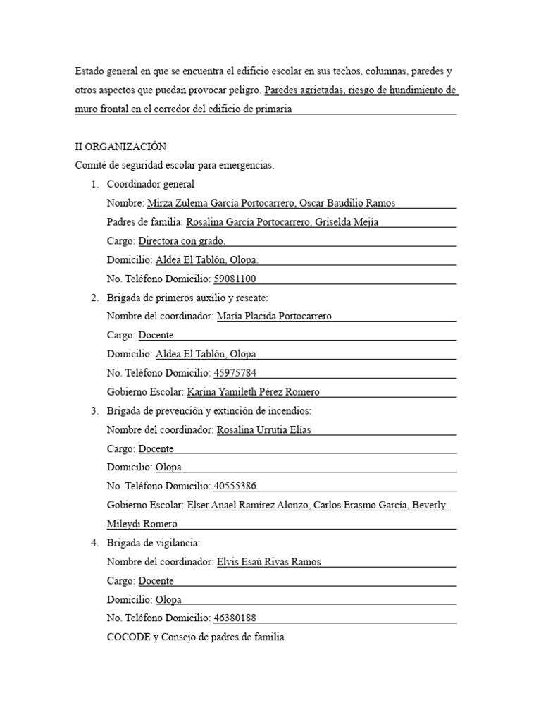 Plan de Emergencia Eorm Aldea El Tablon | PDF