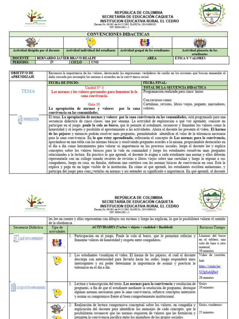 Normas y Valores para la Convivencia | PDF | Maestros | Comportamiento