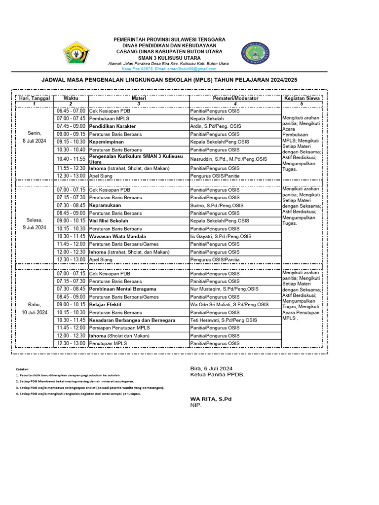 Jadwal Mpls 2024-2025 | PDF