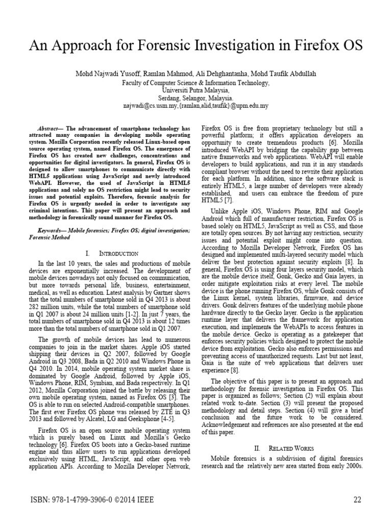 An Approach For Forensic Investigation in Firefox OS | PDF | Android ...