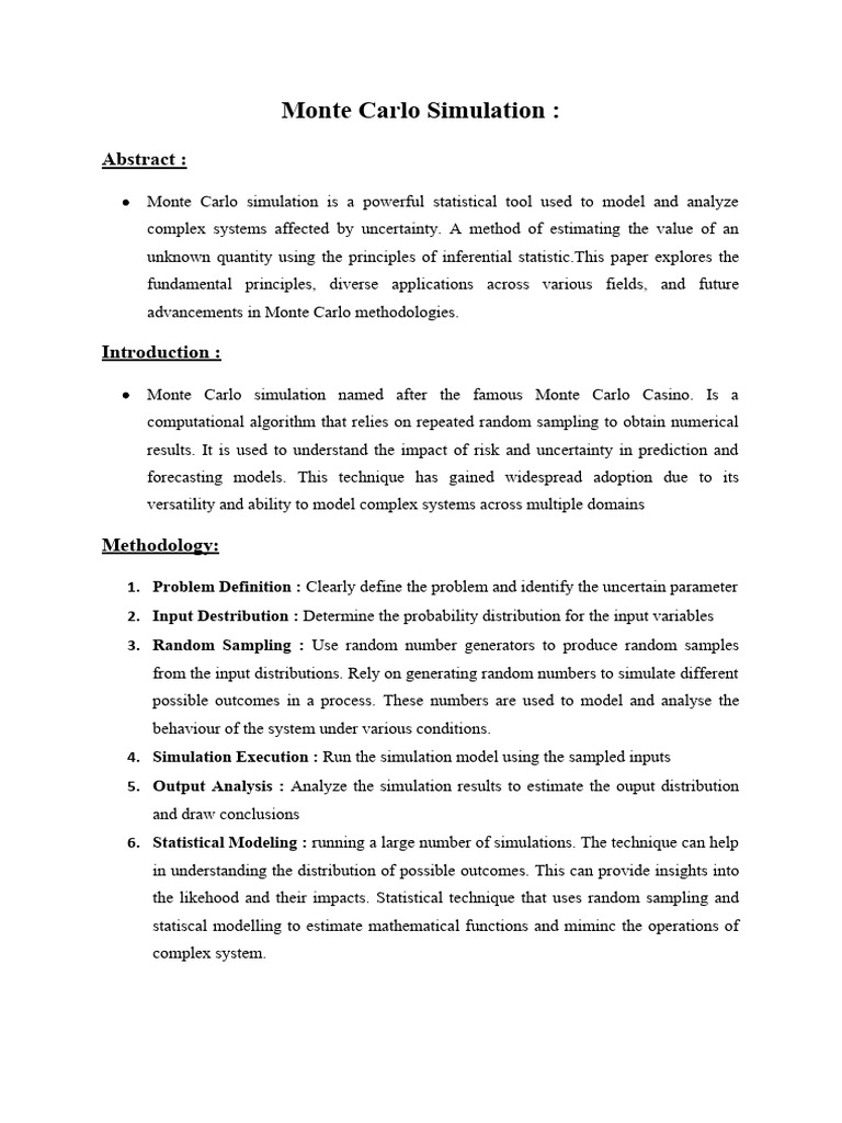 Monte Carlo Simulation | PDF | Monte Carlo Method | Simulation