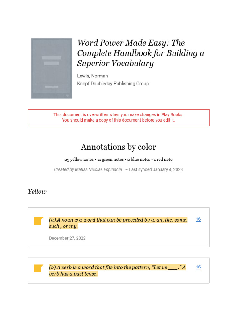 Vocabulary Building Handbook | PDF | Verb | Adjective