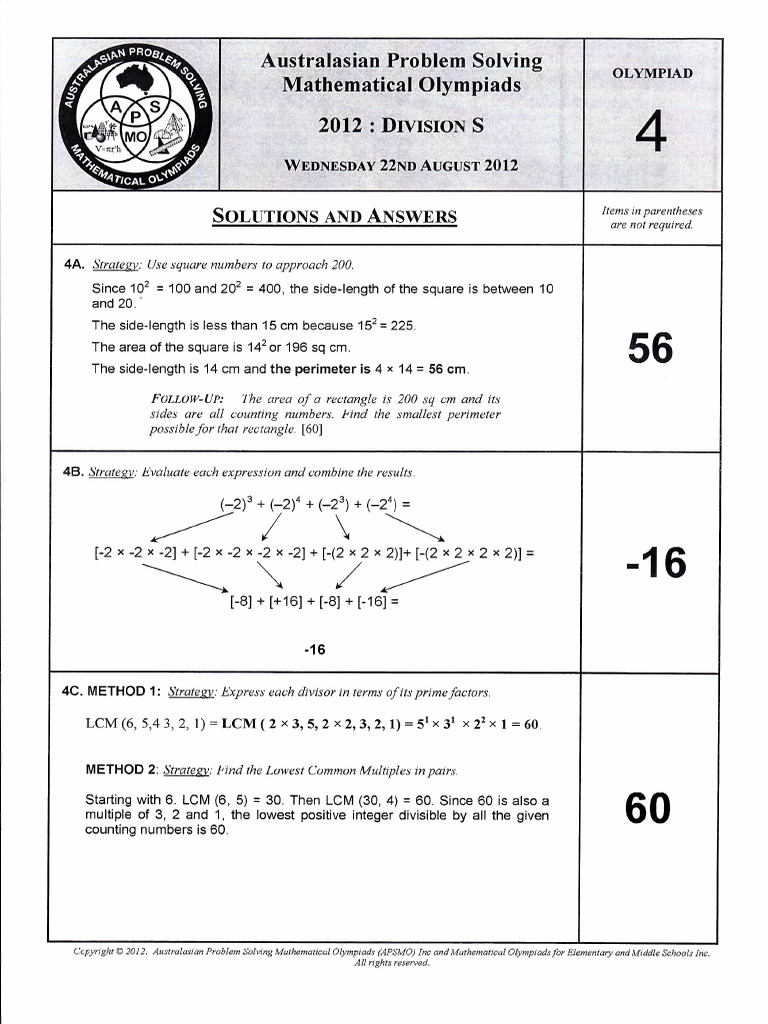Apsmo 2012-4 Solutions | PDF