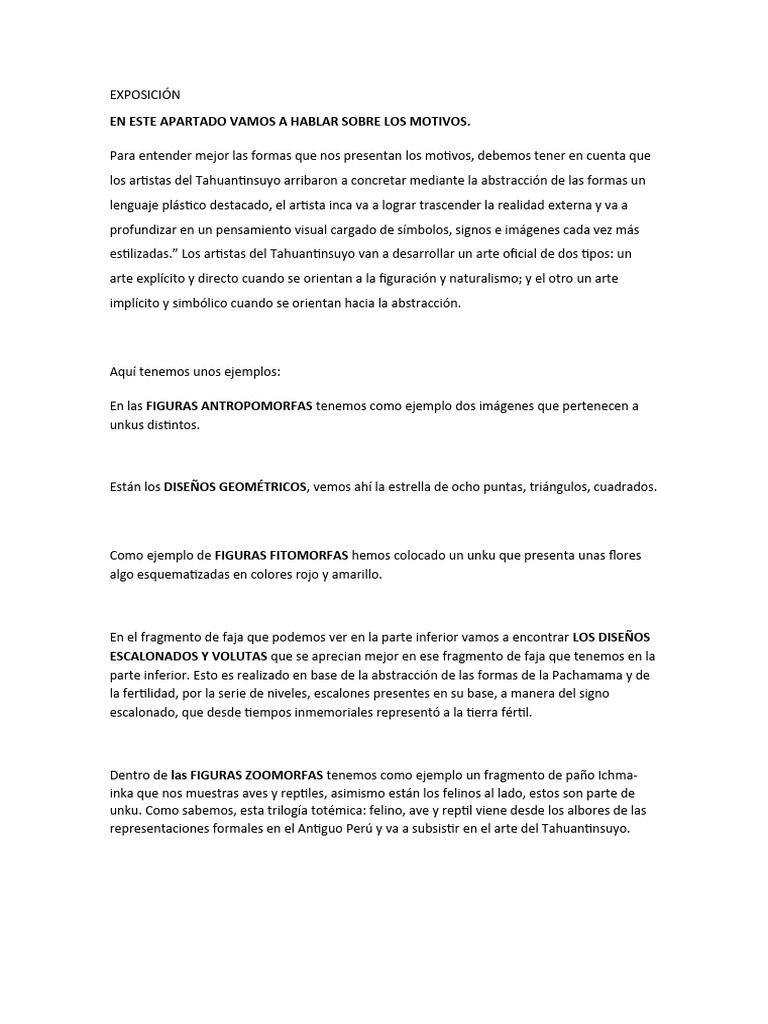 Exposición Motivos y Tocapu | PDF | Imperio Inca