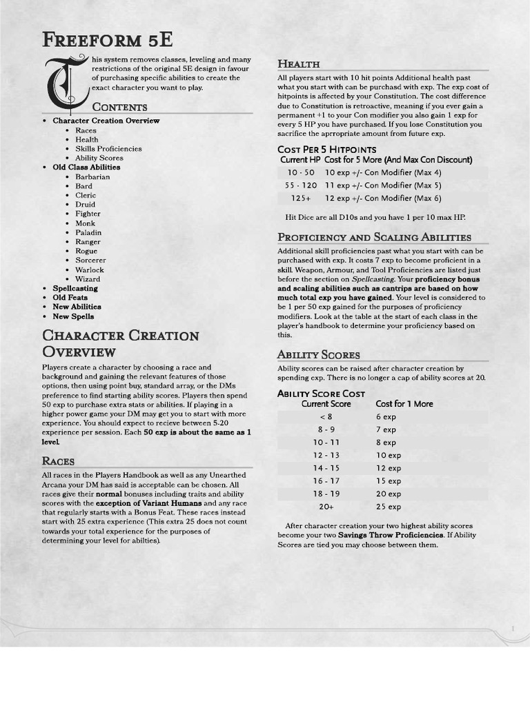 5e Caracter Free Form | PDF