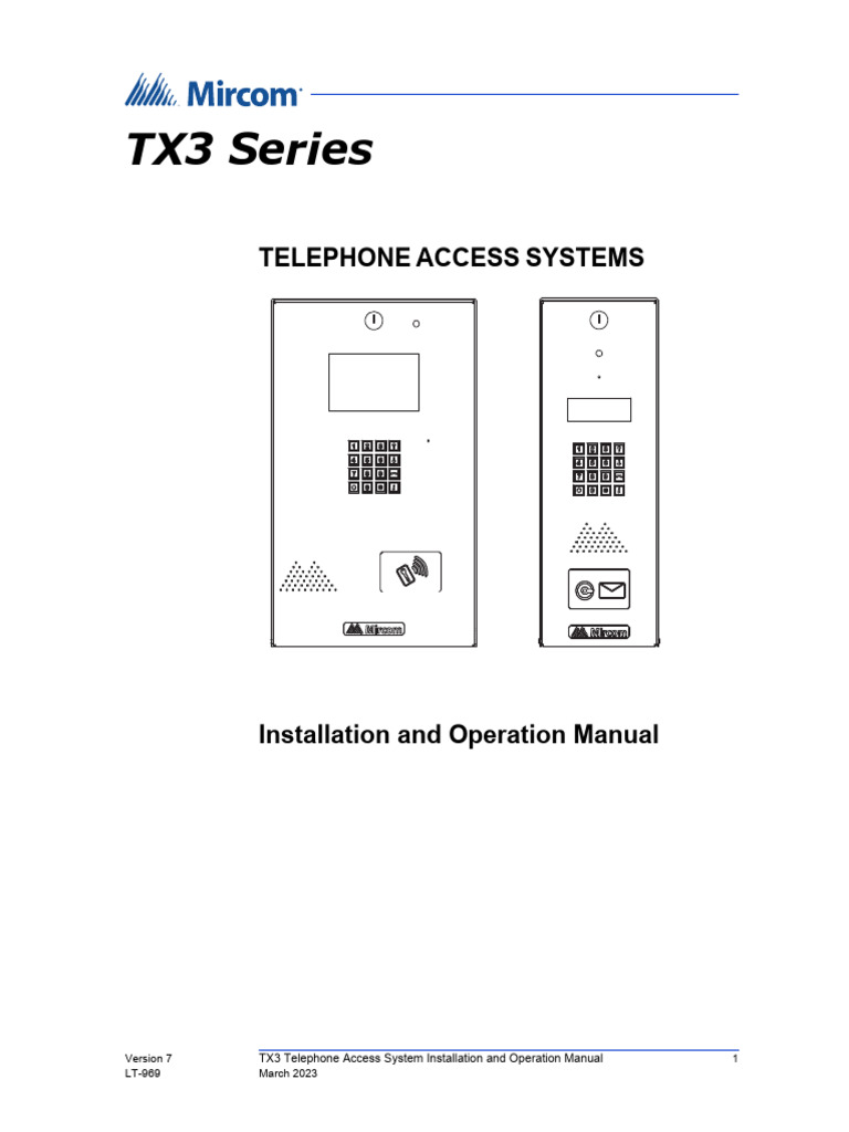 LT-969 TX3 Telephone Access Installation and Operation Manual | PDF ...